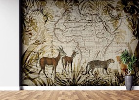 Gario Fototapeta Mapa a divoká zvířata - Andrea Haase Materiál: Vliesová, Rozměry: 200 x 140 cm
