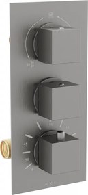 Mexen Cube termostatická vanová a sprchová baterie s 3 výstupy, grafit - 77503-66