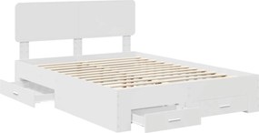 Rám postele se zásuvkou Bílá 160 x 200 cm Kompozitní dřevo 3412348