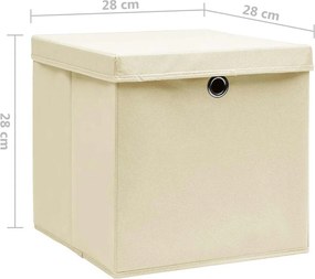Úložné boxy s víky 4 ks 28 x 28 x 28 cm krémové 325216