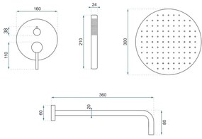 REA-P4160 - Sprchová sada s podomítkovou baterií LUNGO broušená zlatá