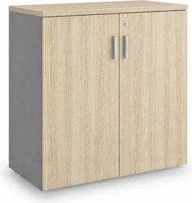 Nízká skříň SimpleOffice 80 x 40 x 80 cm, dub světlý / šedá