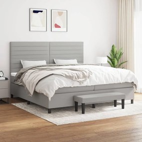 Box spring postel s matrací světle šedá 200 x 200 cm textil 3136701