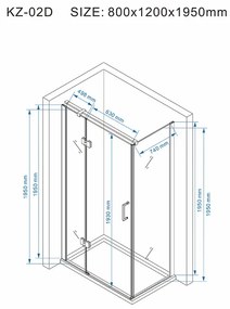 BPS-koupelny Obdélníkový sprchový kout HYD-OK02D 120x80 černý/transparent - bez vaničky