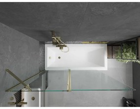 Mexen Flip, vanová zástěna 1-křídlová 140 x 150 cm, otočné křídlo, 6 mm čiré sklo, zlatý profil, 894-140-101-50-00