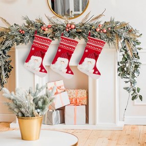VÁNOČNÍ PONOŽKA NA KRB SANTA 50 CM VZOROVANÁ