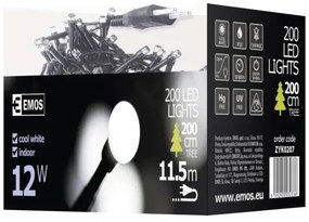 Vánoční řetěz kuličky EMOS ZYK0207 200LED 10m studená bílá