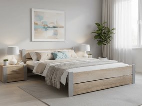 Postel IKAROS DOUBLE 180 x 200 cm, dub sonoma/šedá Matrace: Bez matrace, Rošt: Bez roštu