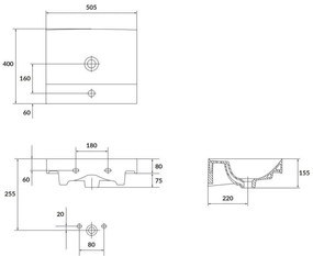 Cersanit Larga, koupelnová skříňka s umyvadlem 50x40x63 cm, bílá lesklá, S801-440