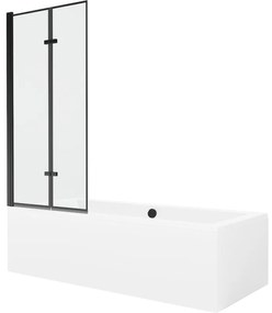 Mexen Cube obdélníková vana 180 x 80 cms pláštěm 2-křídlovou zástěnou 80 cm, Černý vzor - 550518080X92080027070