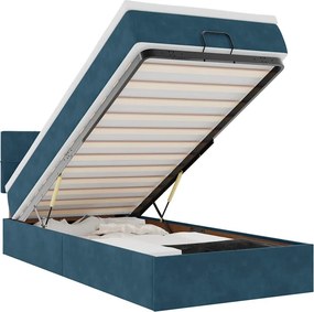 Osmanský rám postele s matrací tmavě modrá 80x200cm samet 3311739