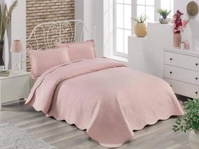 Přehoz bavlněný Deluxe jednobarevný Světle růžový TiaHome - 140x220cm + 1ks 50x70cm