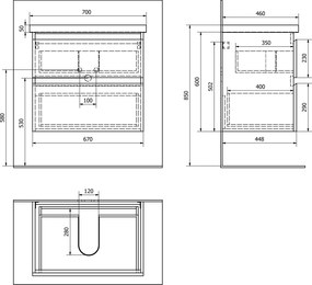 Aqualine Altair koupelnová umyvadlová skříňka 67 x 60 x 45 cm černá AI670 Koupelny Bernold