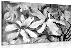 Obraz rozkvetlý akvarelový strom v černobílém provedení Varianta: 120x80