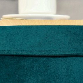 HOMCOM 2-v-1 Úložný taburet se stoličkou a funkcí konferenčního stolku, Zelené dřevo a textil, Kov s pozlaceným povrchem, 36x36x45cm