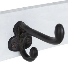 Bílý nástěnný věšák ve tvaru lyže s 5ti háčky - 102*10*6 cm