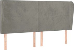 Čelo postele typu ušák světle šedé 203x23x118/128 cm samet 3117742