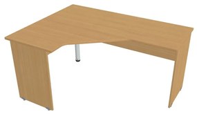 Stůl ergo pravý 160*120 cm - Hobis Gate GEV 60 P Dekor stolové desky: buk, Dekor lamino podnože: buk, Barva nohy: stříbrná