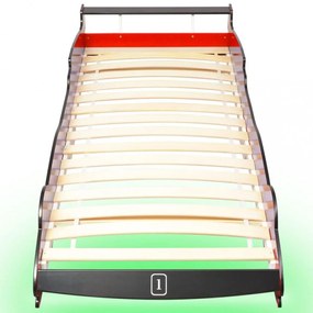Dětská postel závodní auto s LED světlem Dekorhome Červená