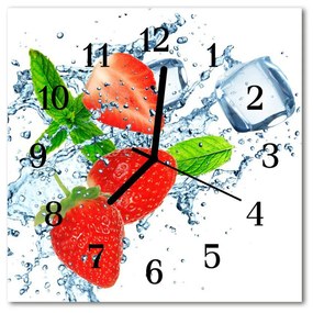 Nástenné skleněné hodiny jahody