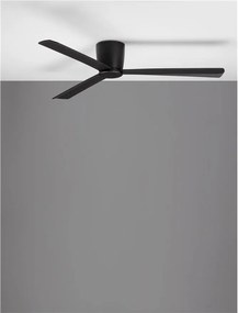 NV 9952330 AKCE - Stropní ventilátor DELL tělo z hliníku matná černá 3ABS dřevěné listy - NOVA LUCE