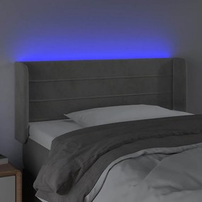 Čelo postele s LED světle šedé 83 x 16 x 78/88 cm samet 3123406