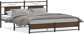 Kovový rám postele bez matrace hnědý dub 183 x 213 cm 3325132