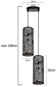 Lustr na lanku AVALO 2xE27/60W/230V pr. 20 cm šedá/černá