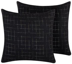 Sada 2 polštářů geometrických vzorů 45 x 45 cm černá BELLFLOWER Beliani