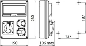Zásuvková skříň ETI EDS8 RCD 3 B 3F IP44 3x230V 001105840