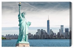 Obraz Socha Svobody Na Pozadí Mrakodrapů V New Yorku Nedostatek Nedostatek Plátno Canvas 70x50