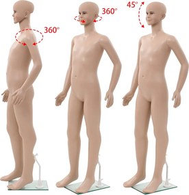 Dětská figurína celá postava základna ze skla béžová 140 cm 142931