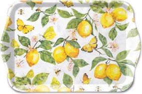 Bílý melaminový tácek s citróny Fresh Lemons - 13*21 cm