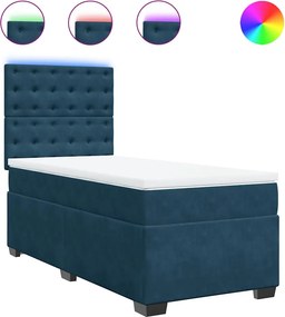 Box spring postel s matrací modrá 90 x 190 cm samet 3293102