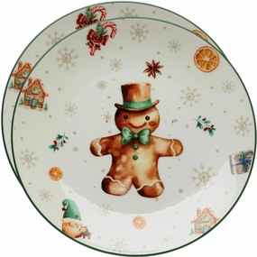 Sada 2 porcelánových dezertních talířů Gingerbread 19 cm