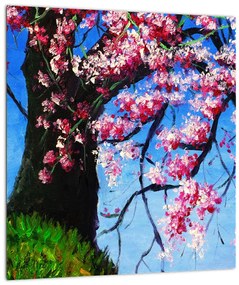 Obraz malované rozkvetlé třešně (30x30 cm)