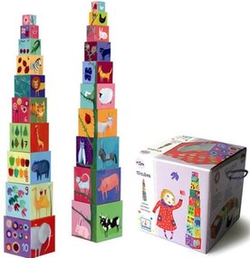 Skládací kostky pyramida - Zvířátka ze zoo