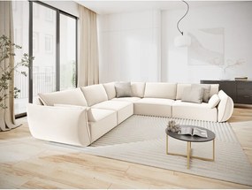 Béžová sametová rohová pohovka Vanda – Mazzini Sofas