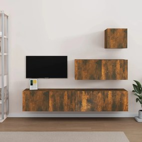 4dílný set TV skříněk kouřový dub kompozitní dřevo 3114651