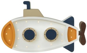 OnaDnes -20% Peekaboo Bílá dřevěná dětská LED lampa Ponorka 40 cm