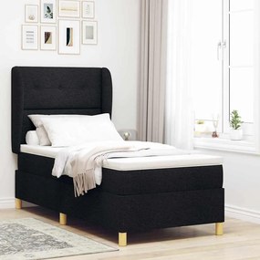 Postel s boxspringem s čelo Černý 190 x 90 cm textil 3340727