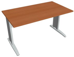 Stůl pracovní rovný 140 cm - Hobis Cross CS 1400 Dekor stolové desky: třešeň, Dekor lamino podnože: šedá, Barva nohou: Stříbrná