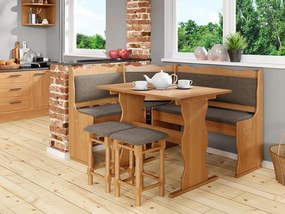 Kuchyňský sedací kout + stůl se stoličkami Mexic, Barva dřeva: olše, Potah: Peru 04