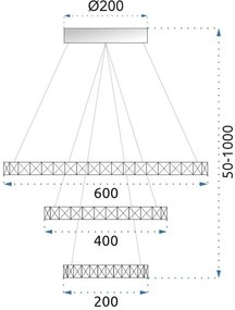 Toolight - LED stropní svítidlo Vegas 20+40+60 + dálkové ovládání, bílá, OSW-07857