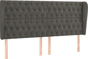 Čelo postele typu ušák tmavě šedé 203x23x118/128 cm samet 3118359