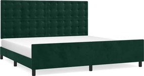Rám postele bez matrace tmavě zelená 200 x 200 cm samet 3126022