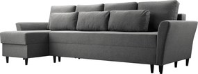 Rohová rozkládací sedací souprava do L REGO, 281 cm, s úložným prostorem Roh pohovky: Levý roh, Barva látky: Tmavě popelavá (Kenya Ash)
