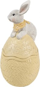 Dekorace šperkovnice králík s mašlí na žlutém vajíčku - 11*10*20 cm