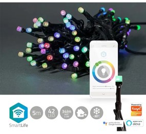 Nedis WIFILX01C42-LED RGB Venkovní řetěz 42xLED/8 funkcí 8m IP65 Wi-Fi Tuya