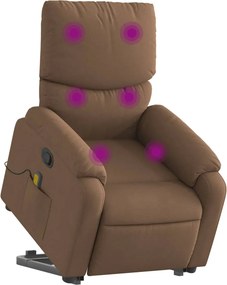 Zvedací masážní polohovací křeslo hnědé textil 3204840